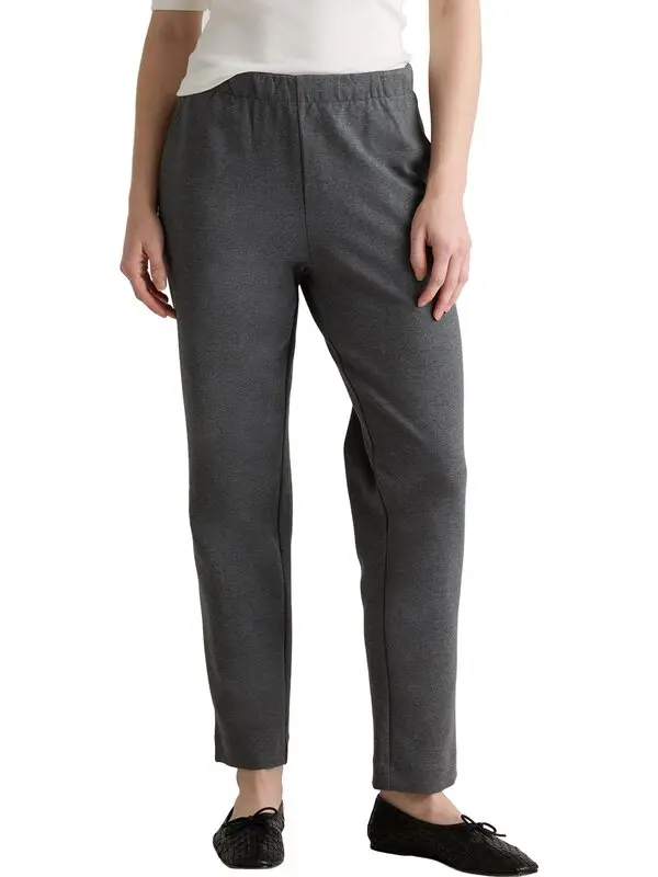 Quince Organic Cotton Straight Pants - Heather Charcoal Grey
