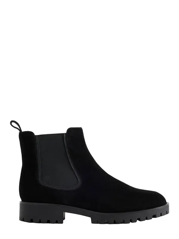 Quince Italian Suede Lug Sole Chelsea Boot - Black