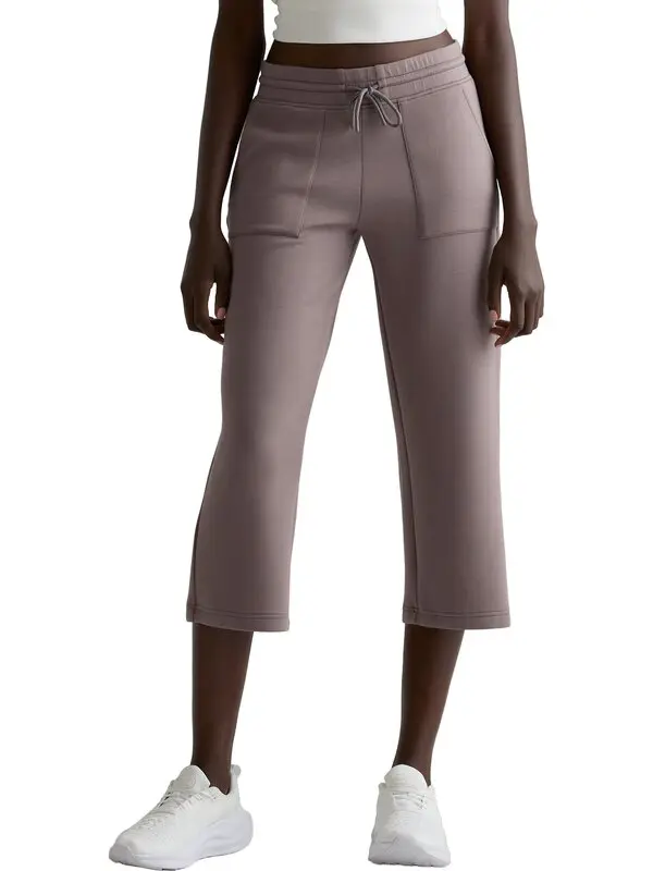 Quince High-rise Cropped Sweatpants - Dark Taupe