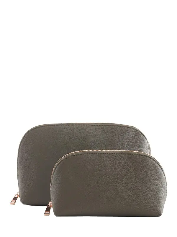 Quince Italian Leather Pouch Travel Set - Olive