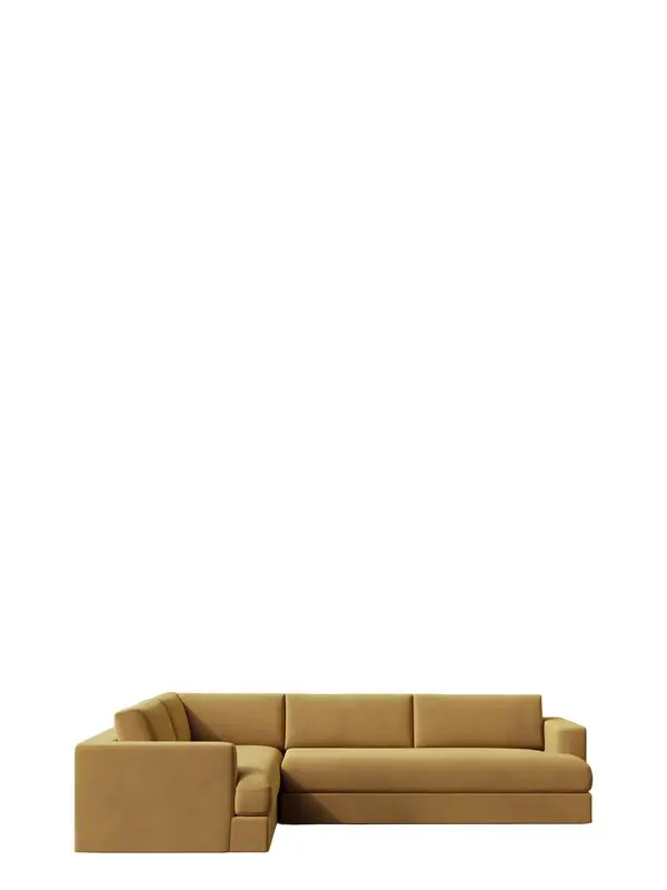 Quince Sierra Curved Arm L Sectional In Performance Velvet - Caramel