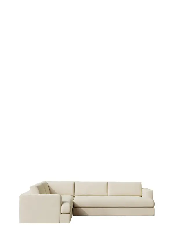 Quince Sierra Curved Arm L Sectional In Performance Velvet - Ivory