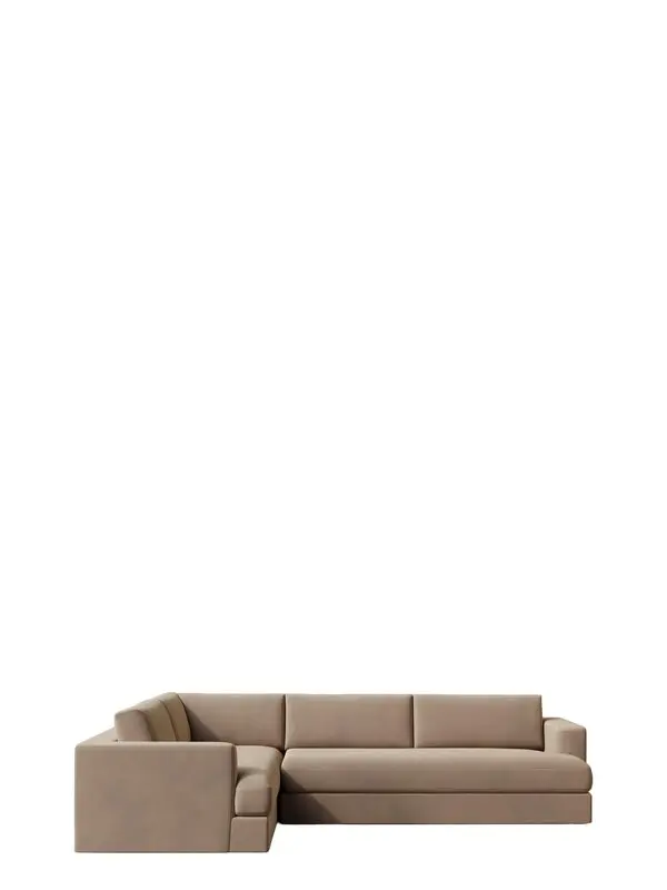 Quince Sierra Curved Arm L Sectional In Performance Velvet - Taupe