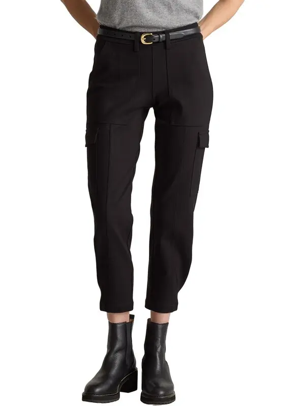 Quince Ultra-stretch Ponte Tapered Cargo Trousers - Black