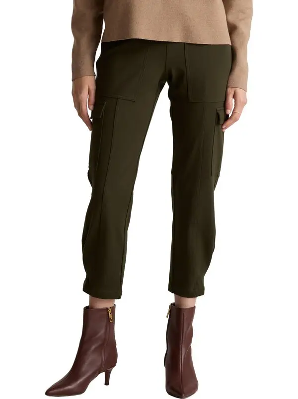 Quince Ultra-stretch Ponte Tapered Cargo Trousers - Olive