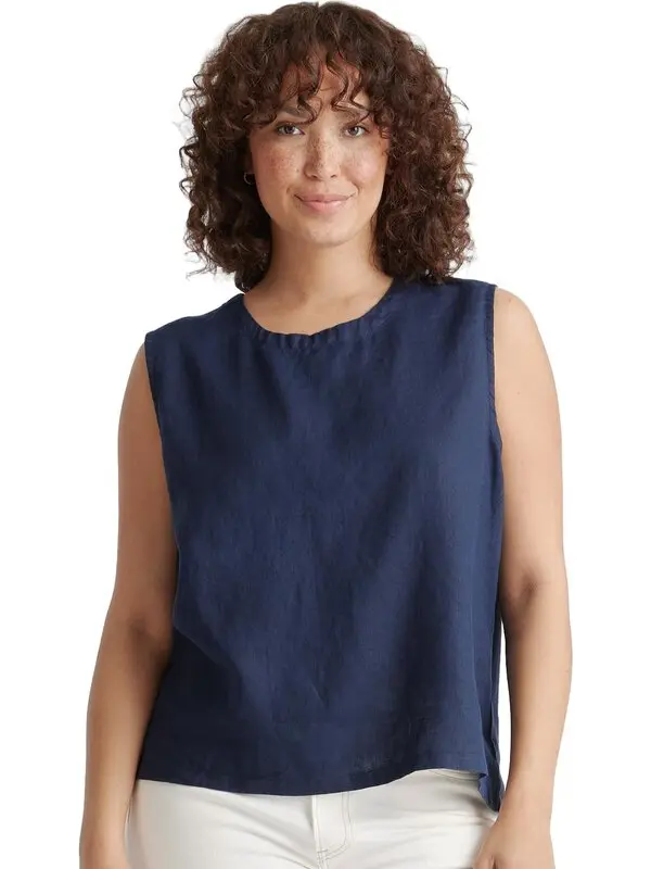 Quince Linen Tank Top - Deep Navy