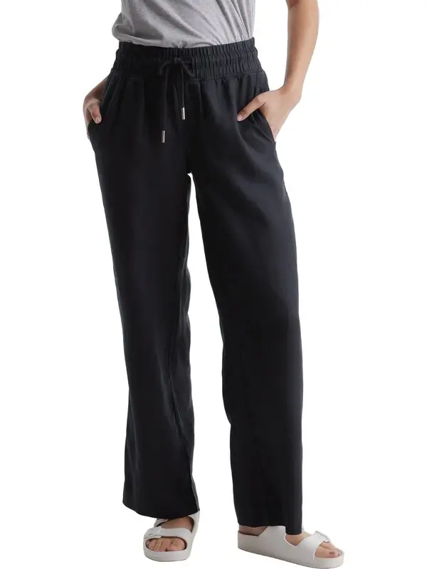 Quince 100% European Linen Wide Leg Pants - Black