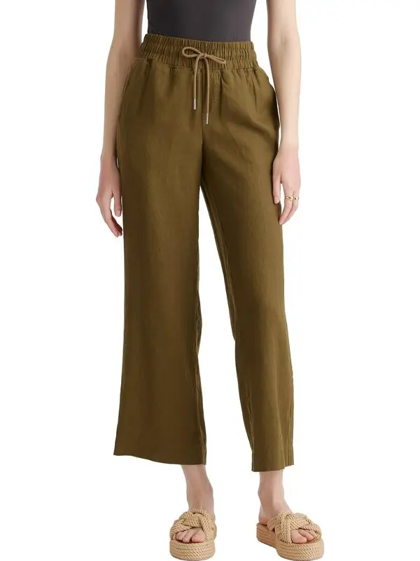 Quince 100% European Linen Wide Leg Pants - Martini Olive