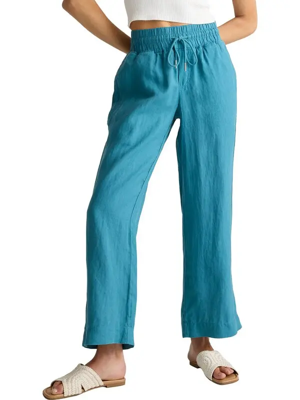 Quince 100% European Linen Wide Leg Pants - Mineral Blue