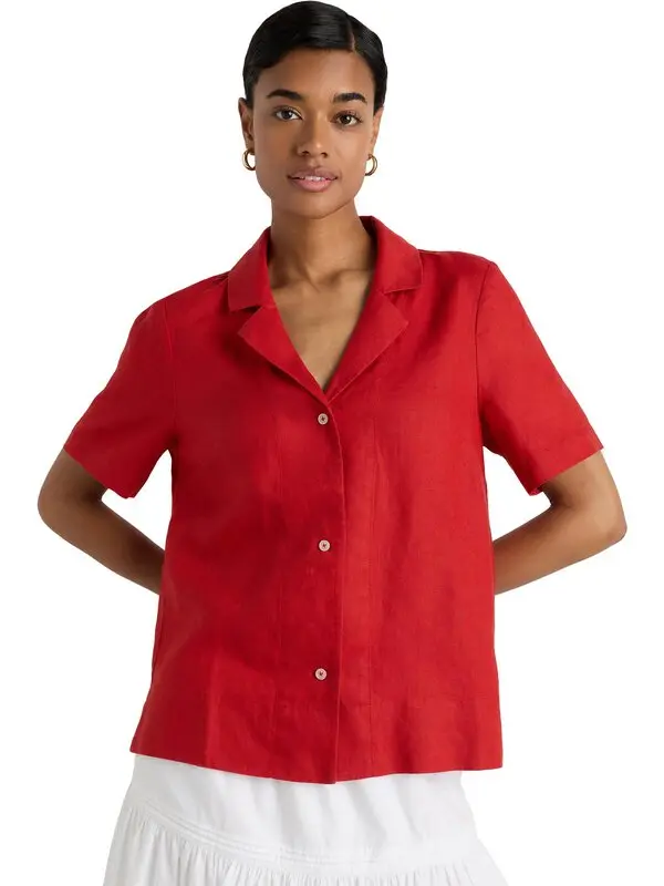 Quince Linen Short Sleeve Shirt - Chile
