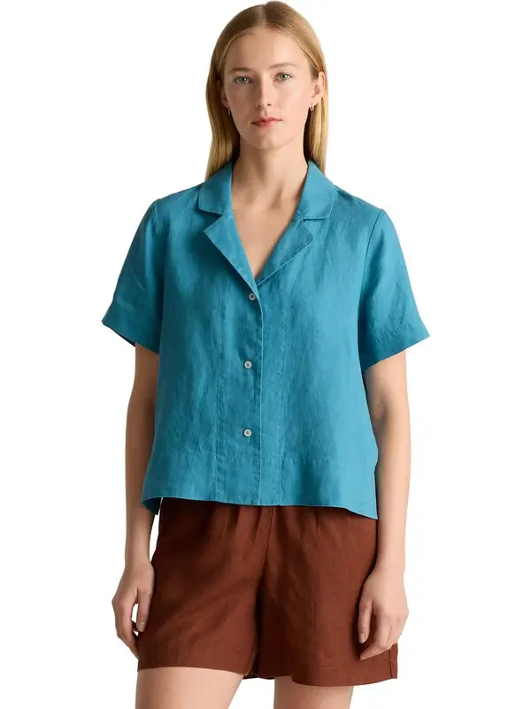 Quince Linen Short Sleeve Shirt - Mineral Blue