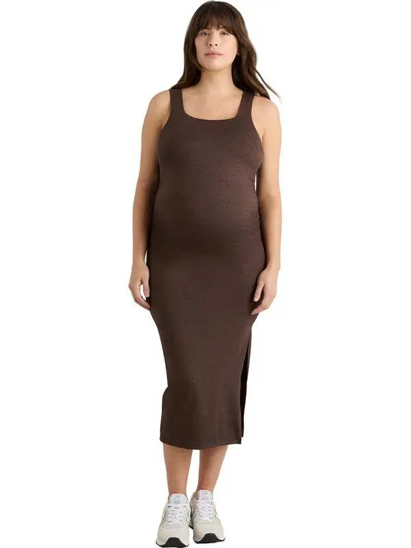 Quince Maternity Midi Dress - Heather Espresso
