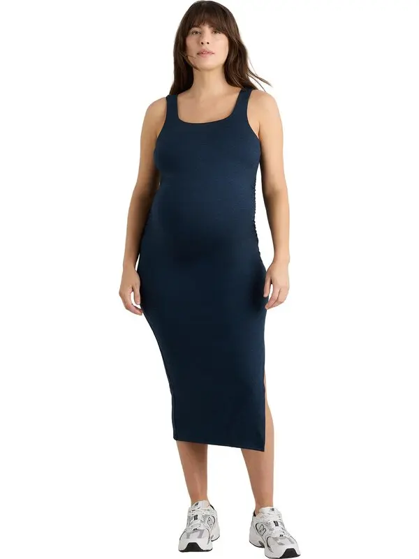 Quince Maternity Midi Dress - Heather Navy