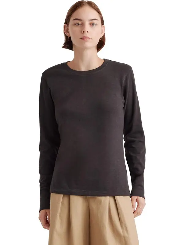 Quince Slub Long Sleeve T-shirt - Black