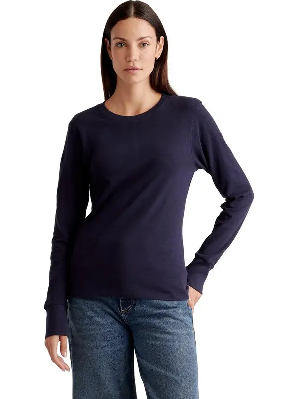 Quince Slub Long Sleeve T-shirt - Navy