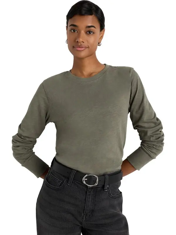 Quince Slub Long Sleeve T-shirt - Smoked Thyme Green