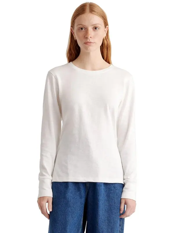 Quince Slub Long Sleeve T-shirt - White