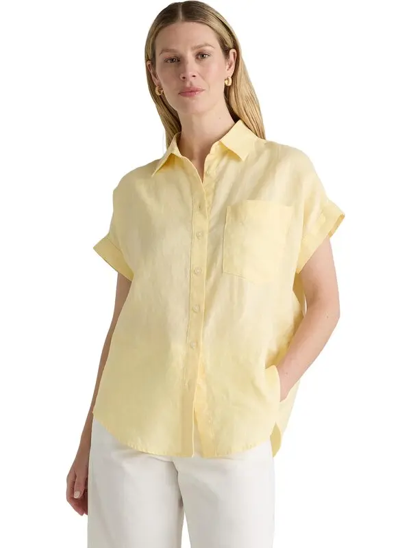 Quince 100% European Linen Camp Shirt - Soft Yellow