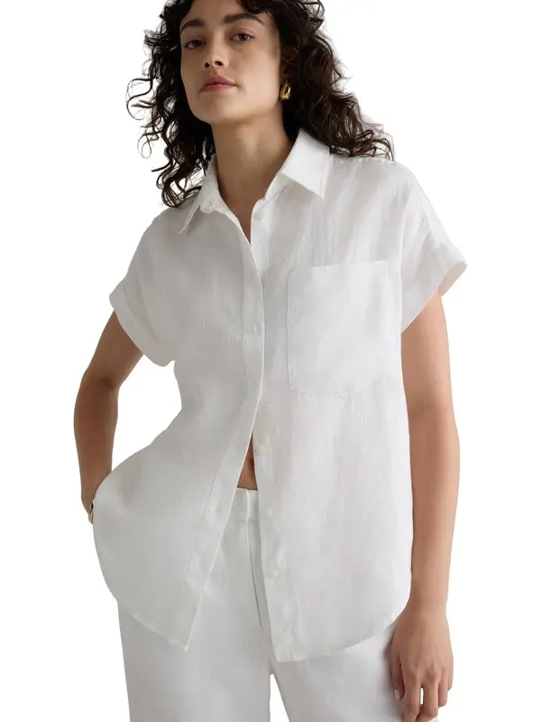 Quince European Linen Camp Shirt - White