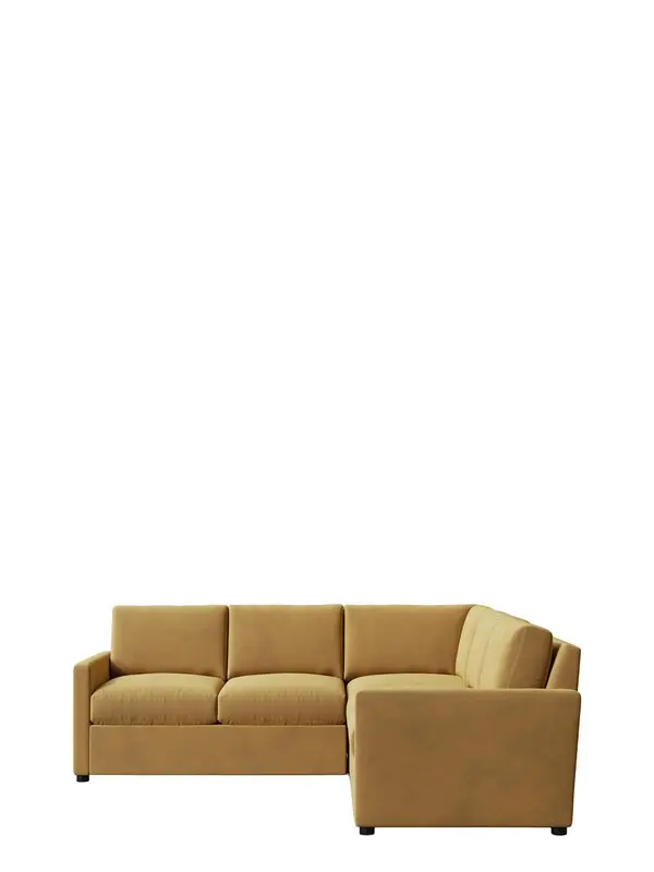 Quince Brennan L Sectional In Performance Velvet - Caramel