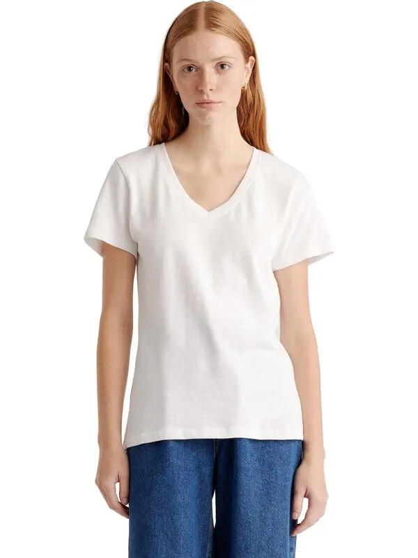 Quince Slub V-neck T-shirt - White