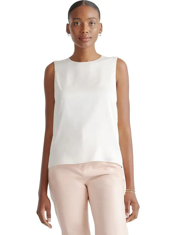 Quince Stretch Silk Shell Tank Top - Ivory