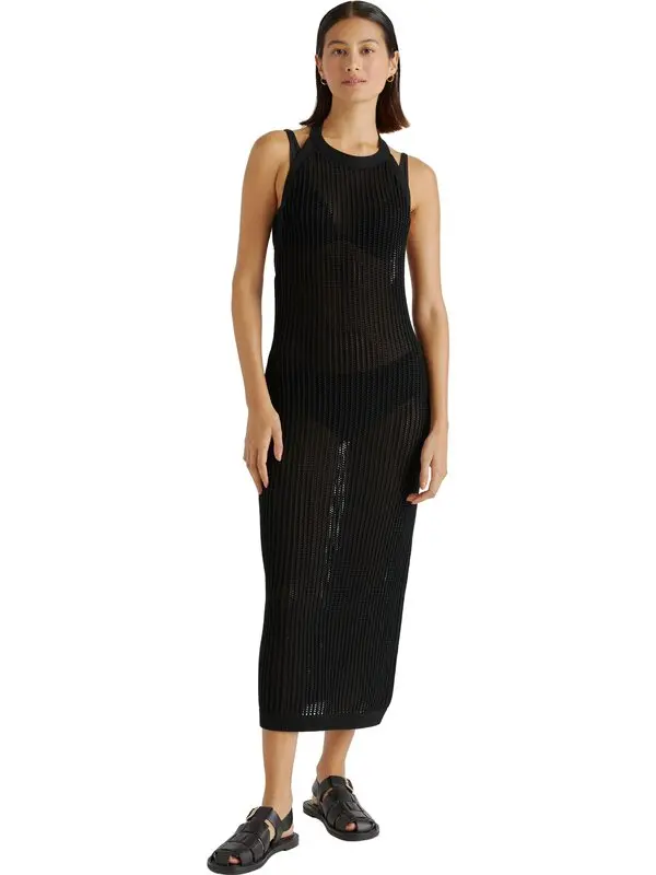 Quince Open-knit Maxi Dress - Black