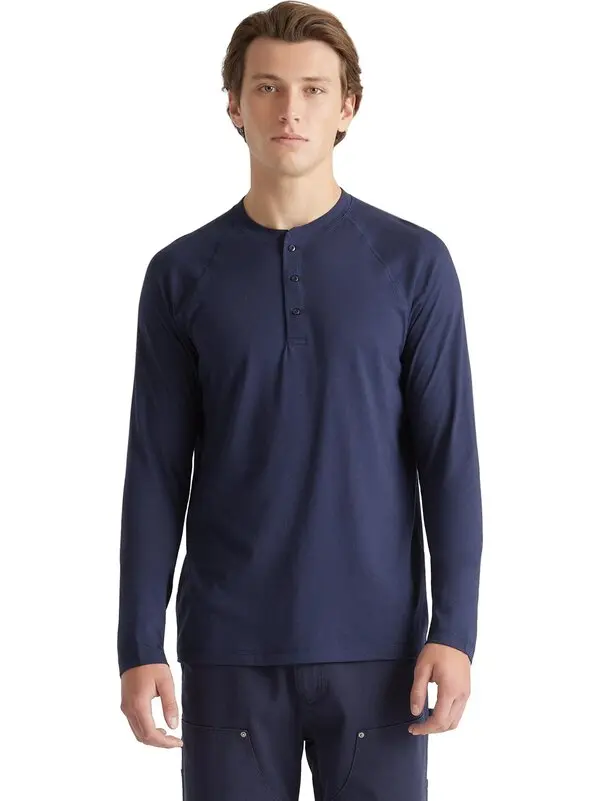 Quince Cotton Modal Long Sleeve Henley T-shirt - Navy