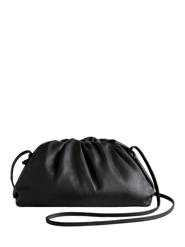Quince Italian Leather Pouch Crossbody Clutch - Black
