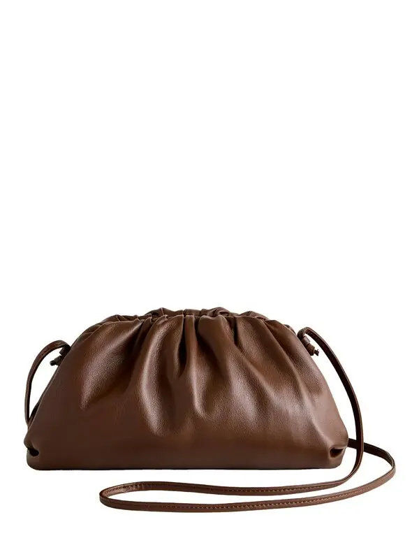 Quince Italian Leather Pouch Crossbody Clutch - Dark Brown