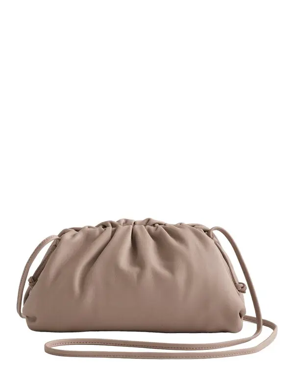 Quince Italian Leather Pouch Crossbody Clutch - Taupe
