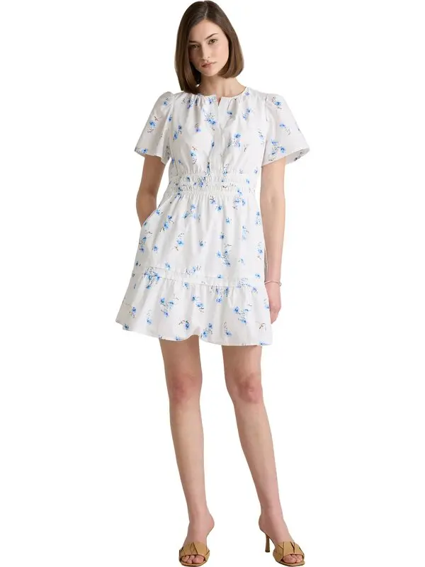 Quince Poplin Tiered Mini Dress - Romantic Stems