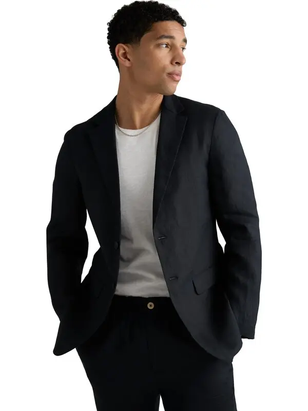 Quince 100% European Linen Blazer - Black