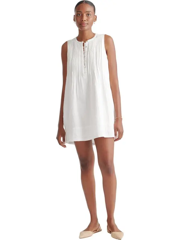 Quince Organic Cotton Gauze Sleeveless Swing Dress - White