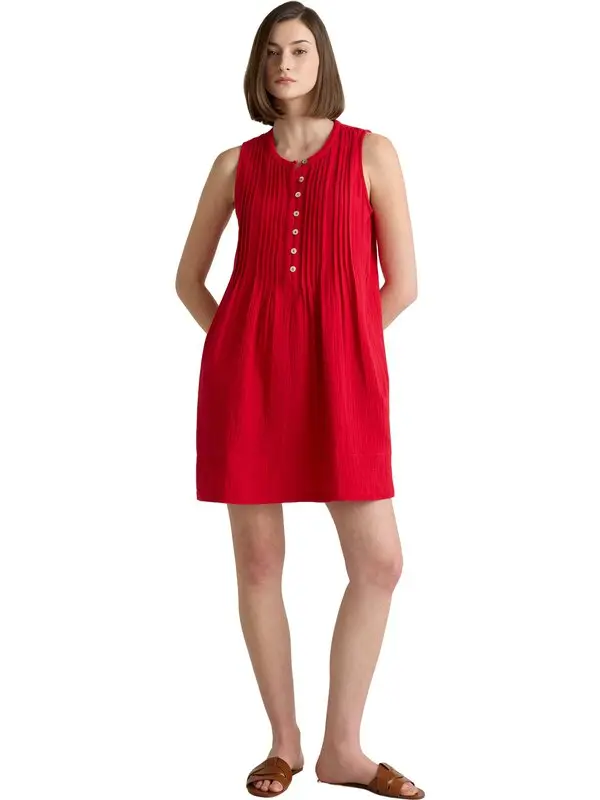 Quince Organic Cotton Gauze Sleeveless Swing Dress - Wild Cherry