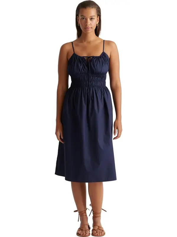 Quince Keyhole Midi Dress - Navy