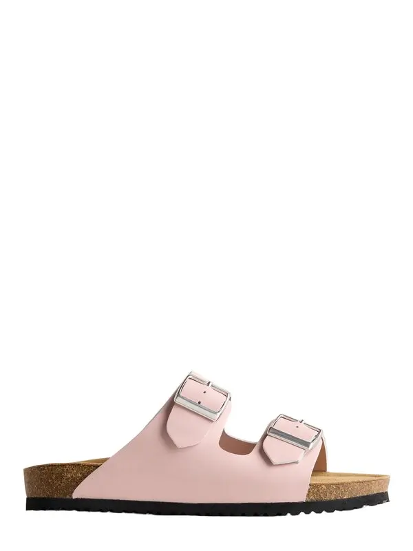 Quince Nappa Leather Double Buckle Slide Sandals - Shell Pink