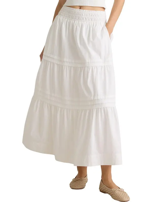 Quince Poplin Tiered Maxi Skirt - Classic White