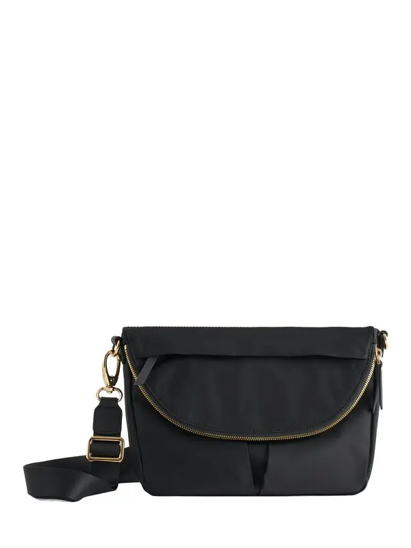 Quince Revive Nylon Foldover Crossbody Bag - Black