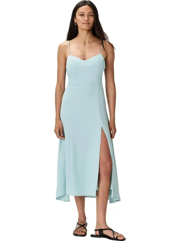 Quince Lightweight Crepe Sweetheart Midi Dress - Aqua Pearl