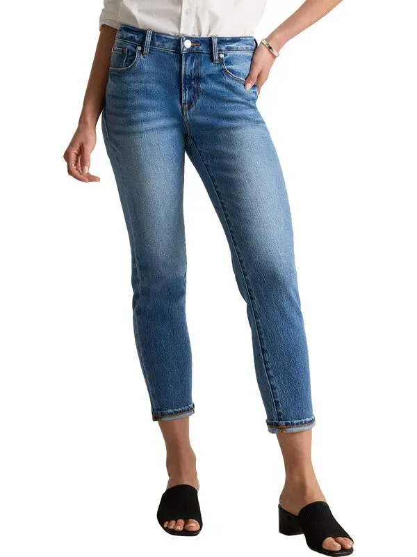 Quince Luna Stretch Slim Boyfriend Jeans - Atlantic Blue