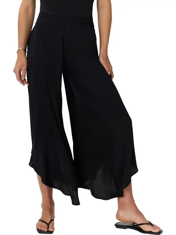 Quince Washable Stretch Silk Palazzo Pants - Black
