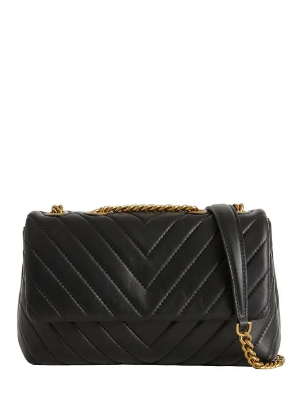 Quince Italian Leather Quilted Convertible Crossbody - Black/gold
