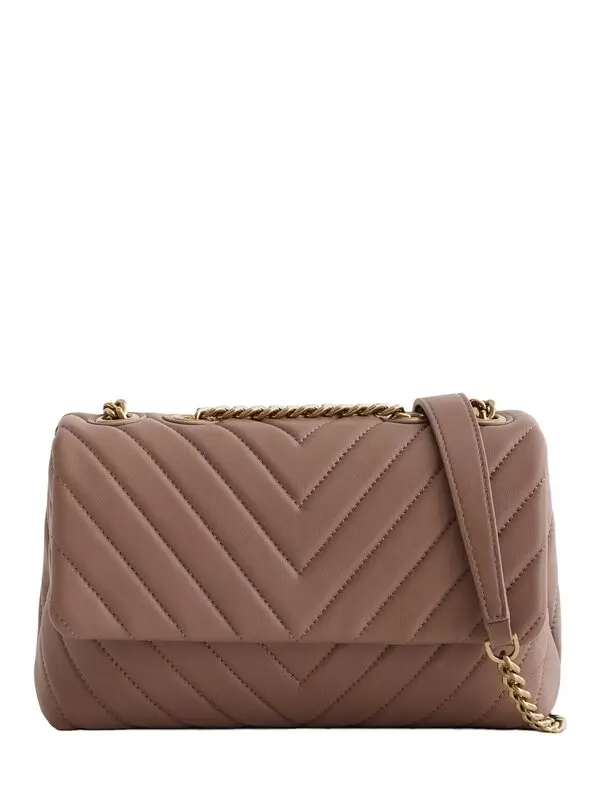 Quince Italian Leather Quilted Convertible Crossbody - Dark Taupe