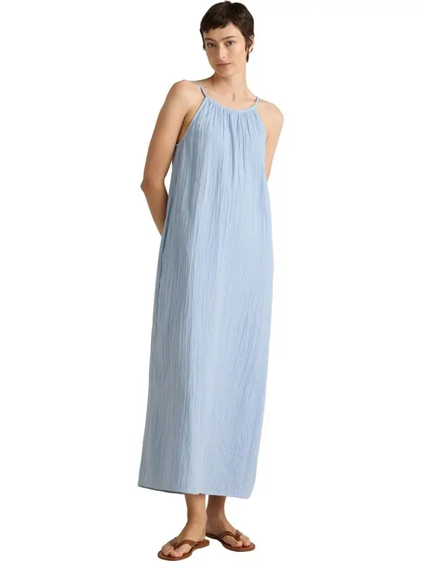 Quince Organic Cotton Gauze Sleeveless Maxi Dress - Ocean Breeze