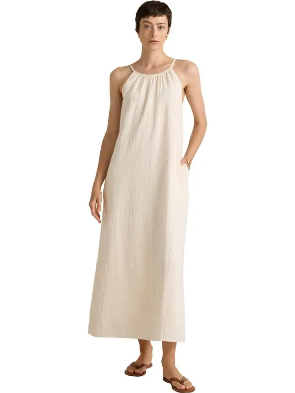 Quince Organic Cotton Gauze Sleeveless Maxi Dress - Vintage Cream