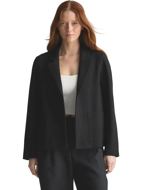 Quince Ultra-stretch Ponte Open Blazer - Black