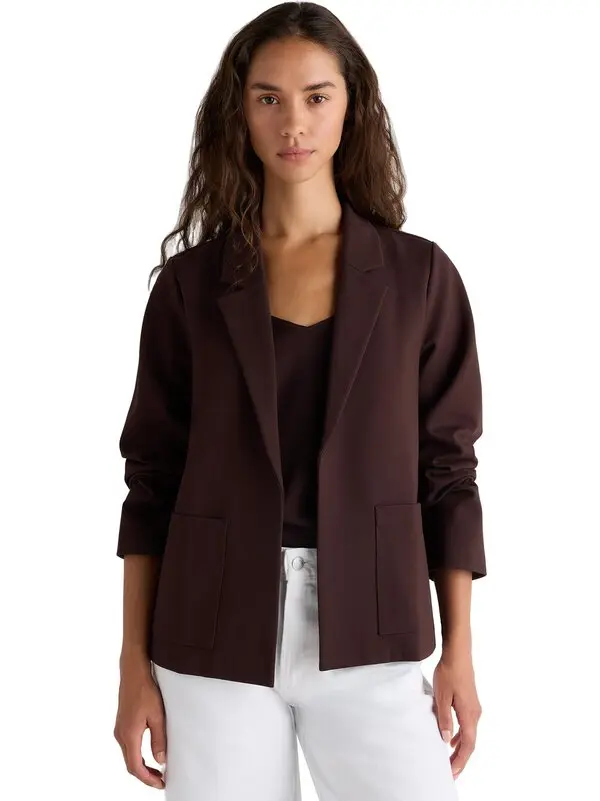 Quince Ultra-stretch Ponte Open Blazer - Espresso