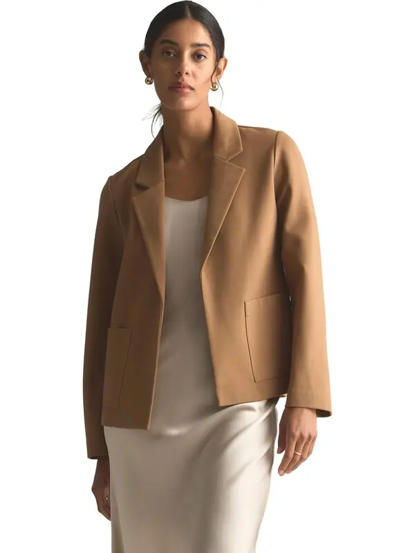 Quince Ultra-stretch Ponte Open Blazer - Roasted Pecan