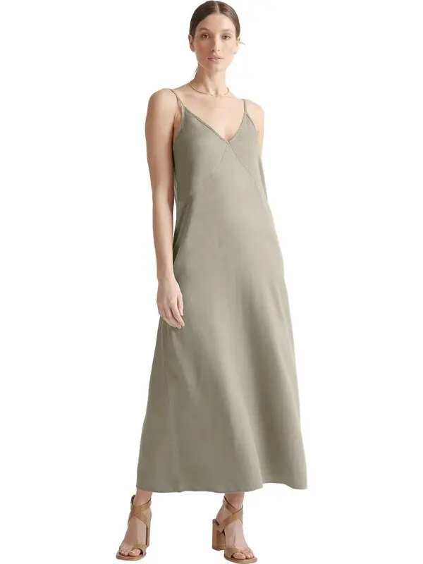 Quince Vintage Wash Tencel Maxi Slip Dress - Olive